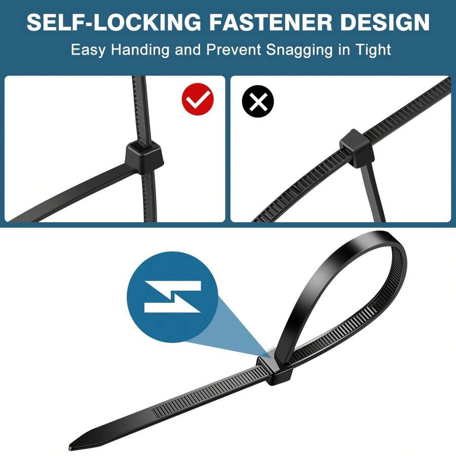 100PCS Cable Ties, Black 4 Inch, Multipurpose Self-Locking Nylon Cable Wire Management, Plastic ...