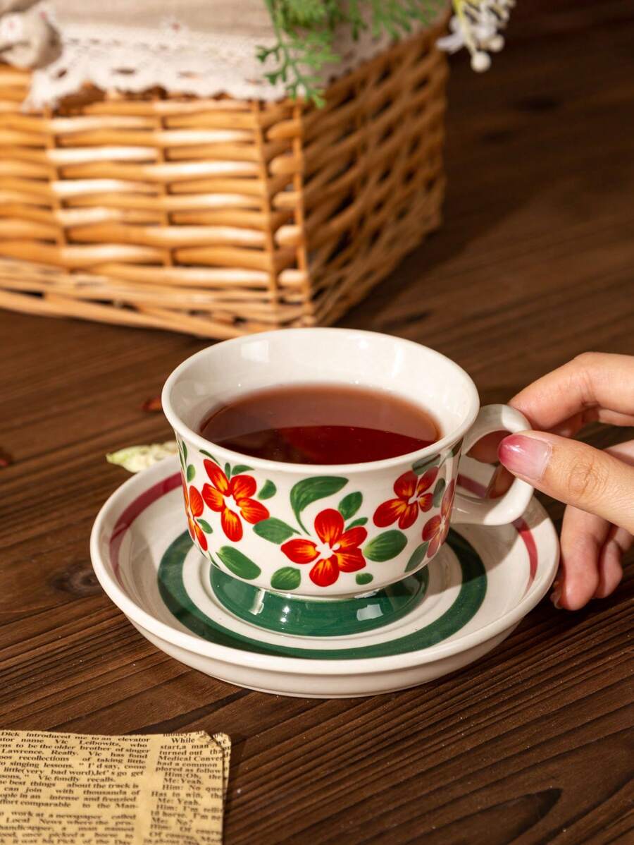 1pc 150ml Medieval Style Hand-Painted Coffee Cups And Saucers Niche ...