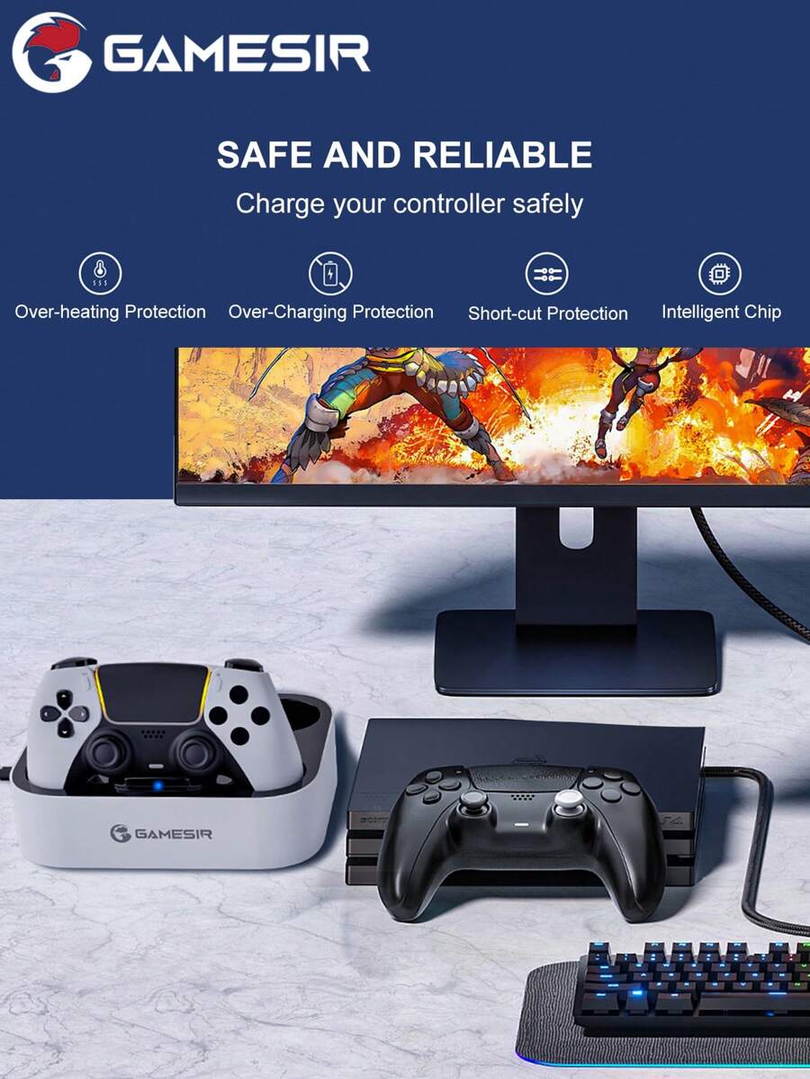 GAMESIR GameSir PS5 Controller Charger Dual Station Dock Compatible ...