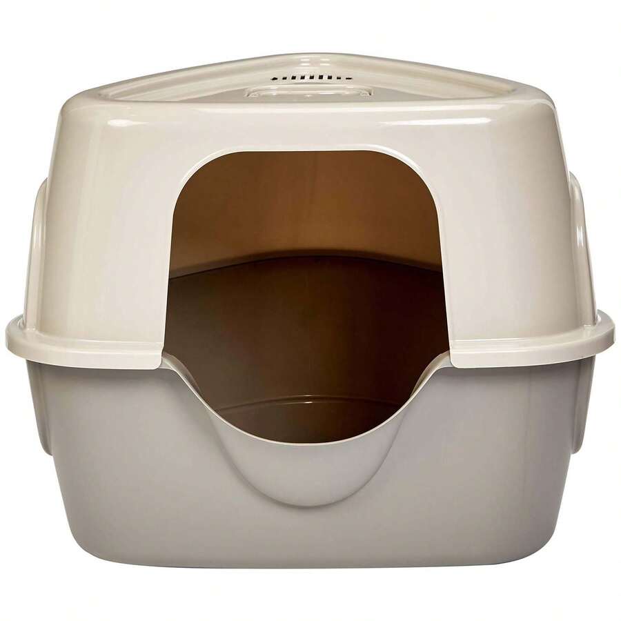 FORIOUS No-Mess Hooded Corner Cat Litter Box, Triangle, Charcoal, 26 In ...