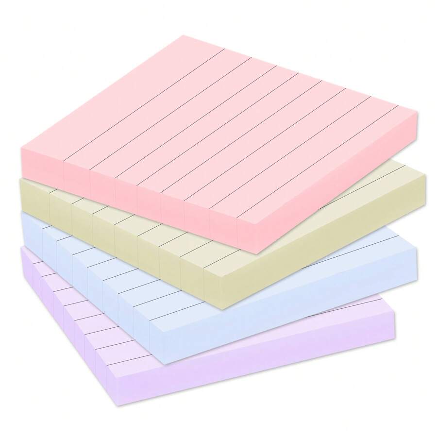 50 Sheets Lined Sticky Notes 7.5X7.5cm(3X3 In), Pastel Ruled Post ...
