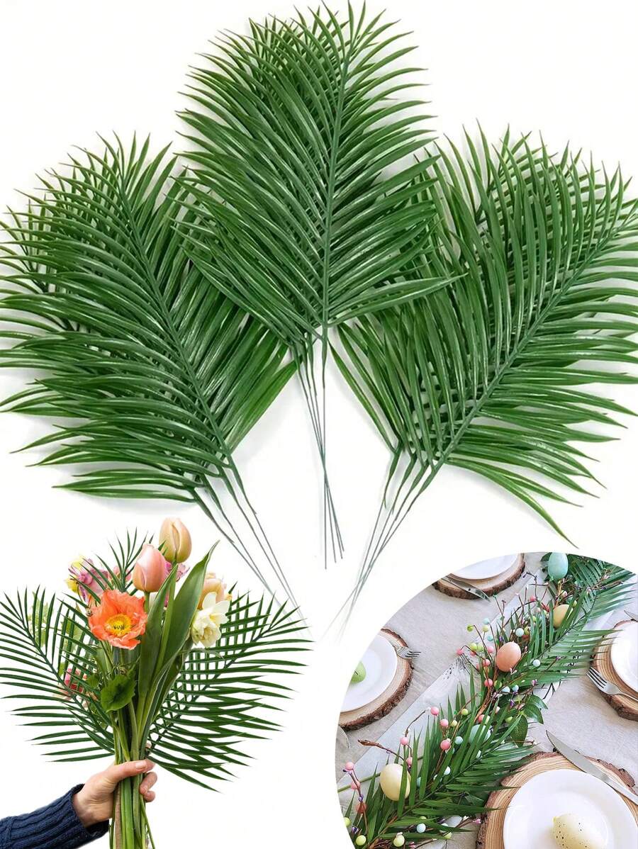 10 Pcs Artificial Palm Leaves Stems Greenery Tropical Palm Tree Leaves ...