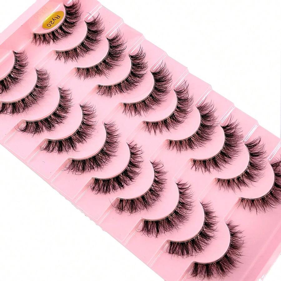 10 Pairs Natural Fluffy False Eyelashes 3D Synthetic Mink Lashes ...