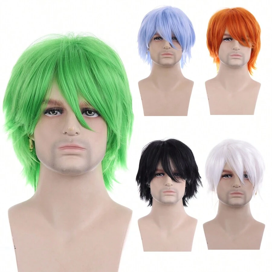 Anime Cosplay Wig, Unisex Curly Full Top Cos Head Cover 30cm12inch ...