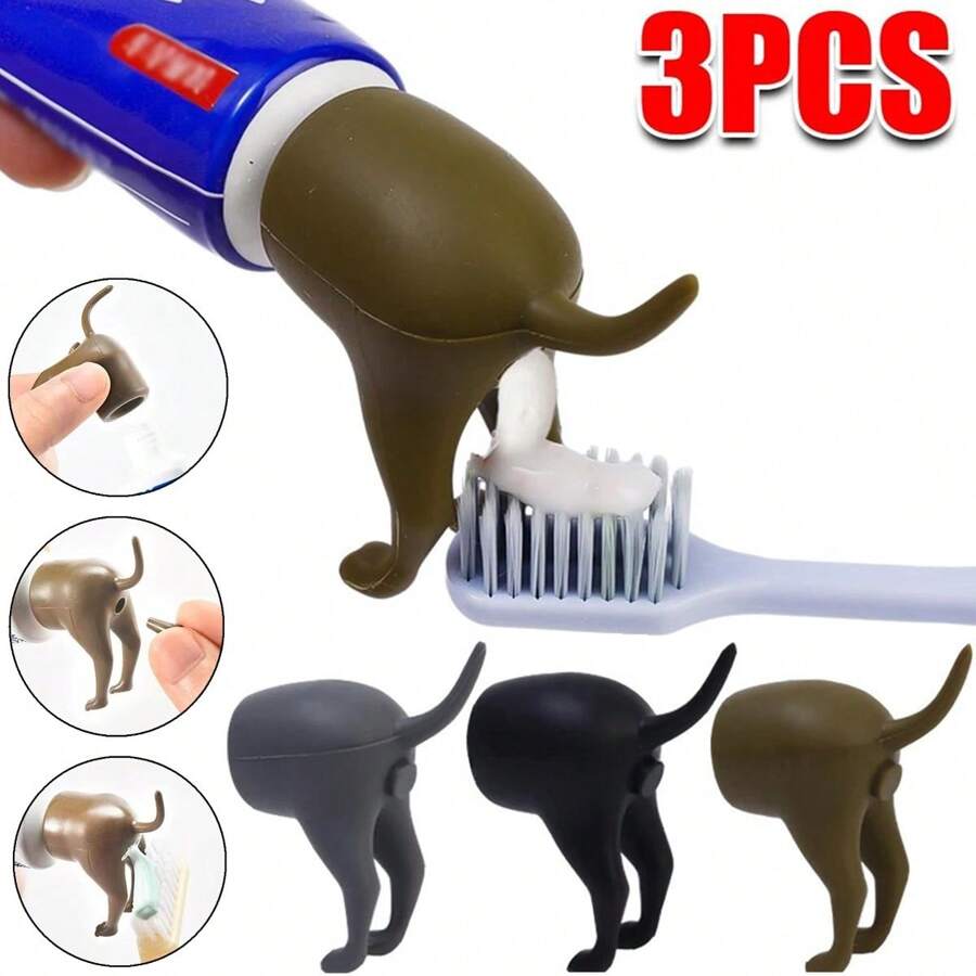 3x Pooping Dog Butt Toothpaste Toppers Toothpaste Squeezer Toothpaste ...
