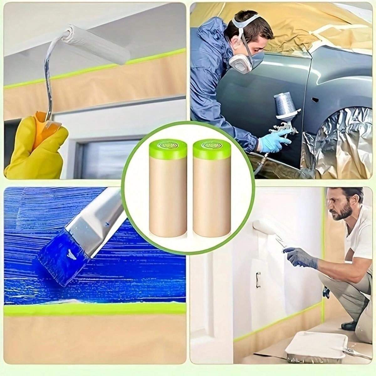 3pcs Automotive Spray Paint Masking Paper & Kraft Paper Protective Film ...
