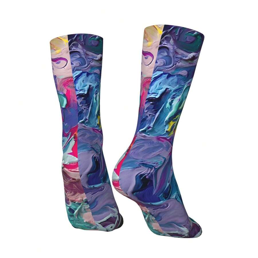 Hip Hop Vintage Rainbow Flow Abstraction Crazy Men's Compression Socks ...