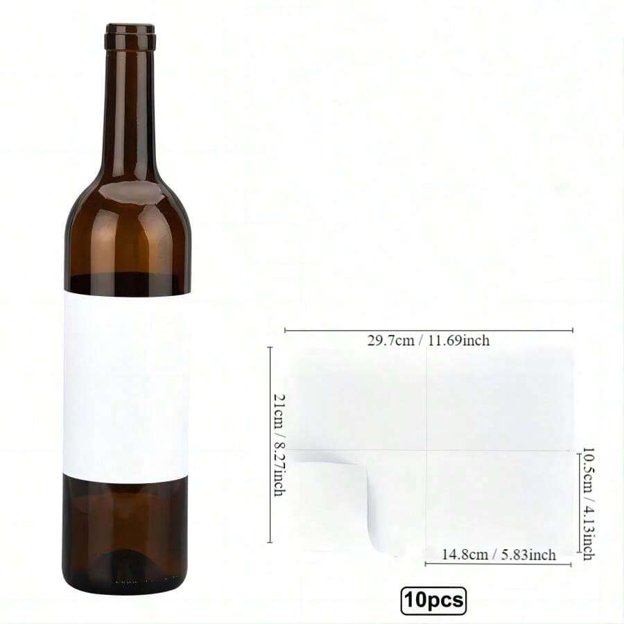 Customized Matte White Wine Bottle Tag Stickers 14.8x10.5cm 10pcs/Set ...