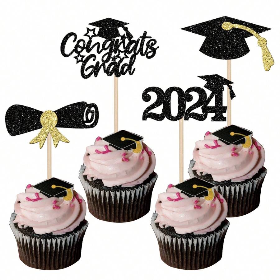 12Pcs 2023 Graduation Cupcake Toppers Glitter Class Of 2023 Graduation ...