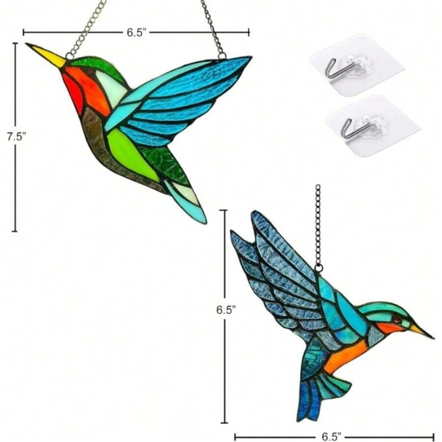 2 Packages Of Colorful Acrylic Bird Window Hangers For Hummingbirds ...
