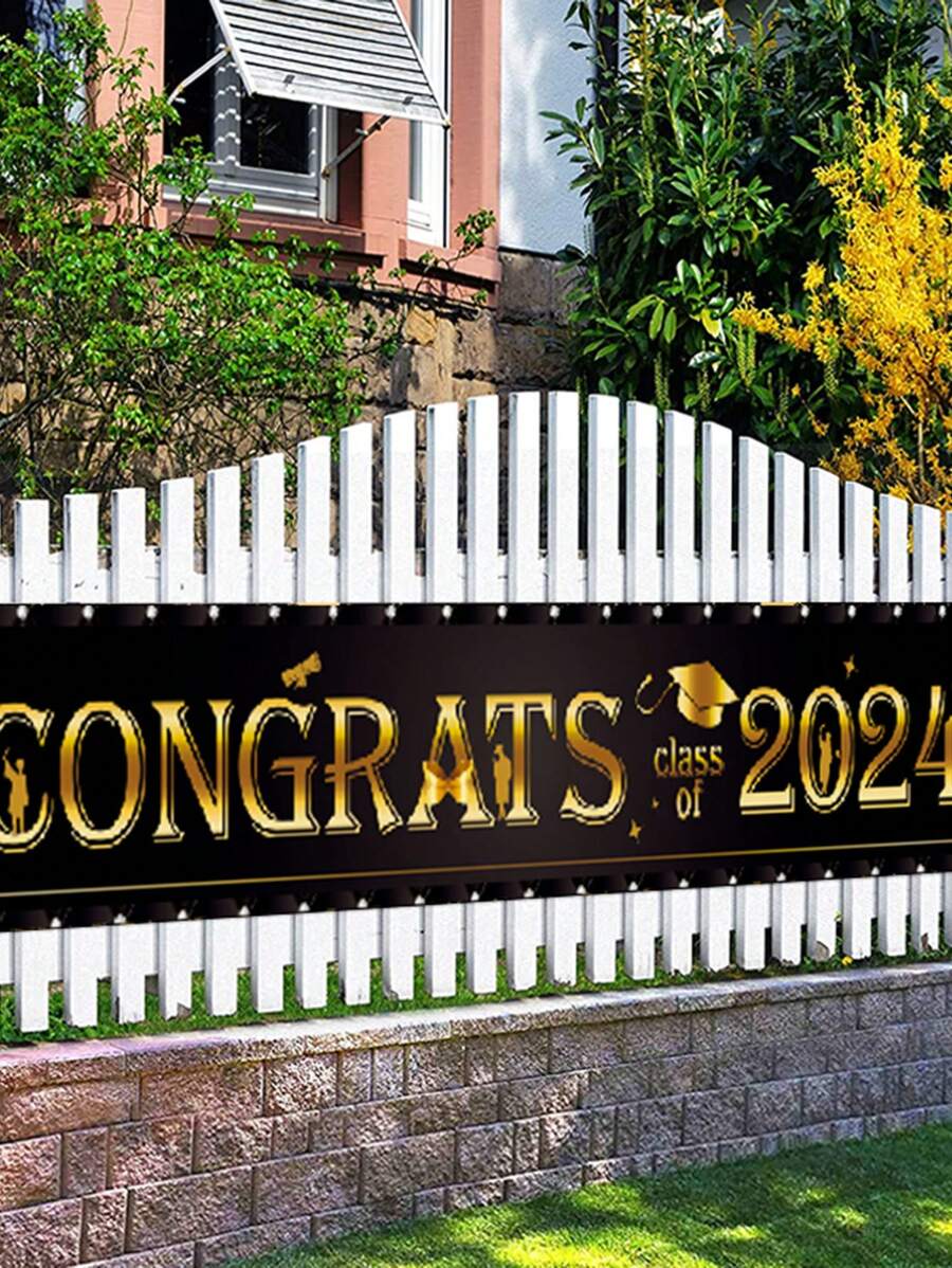 2024 Black Graduation Yard Banner Outdoor Graduation Yard Flag ...