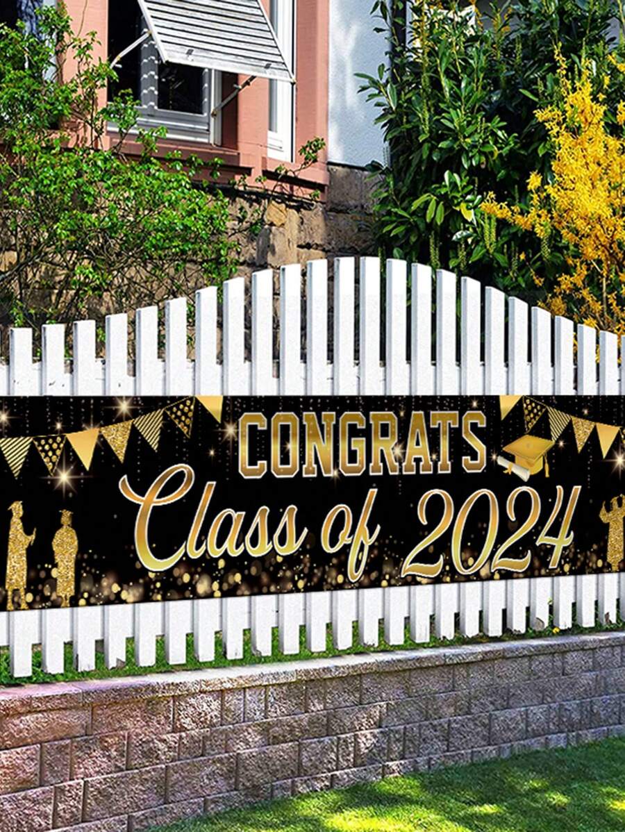 2024 Black Graduation Season Courtyard Banner Outdoor Graduation ...
