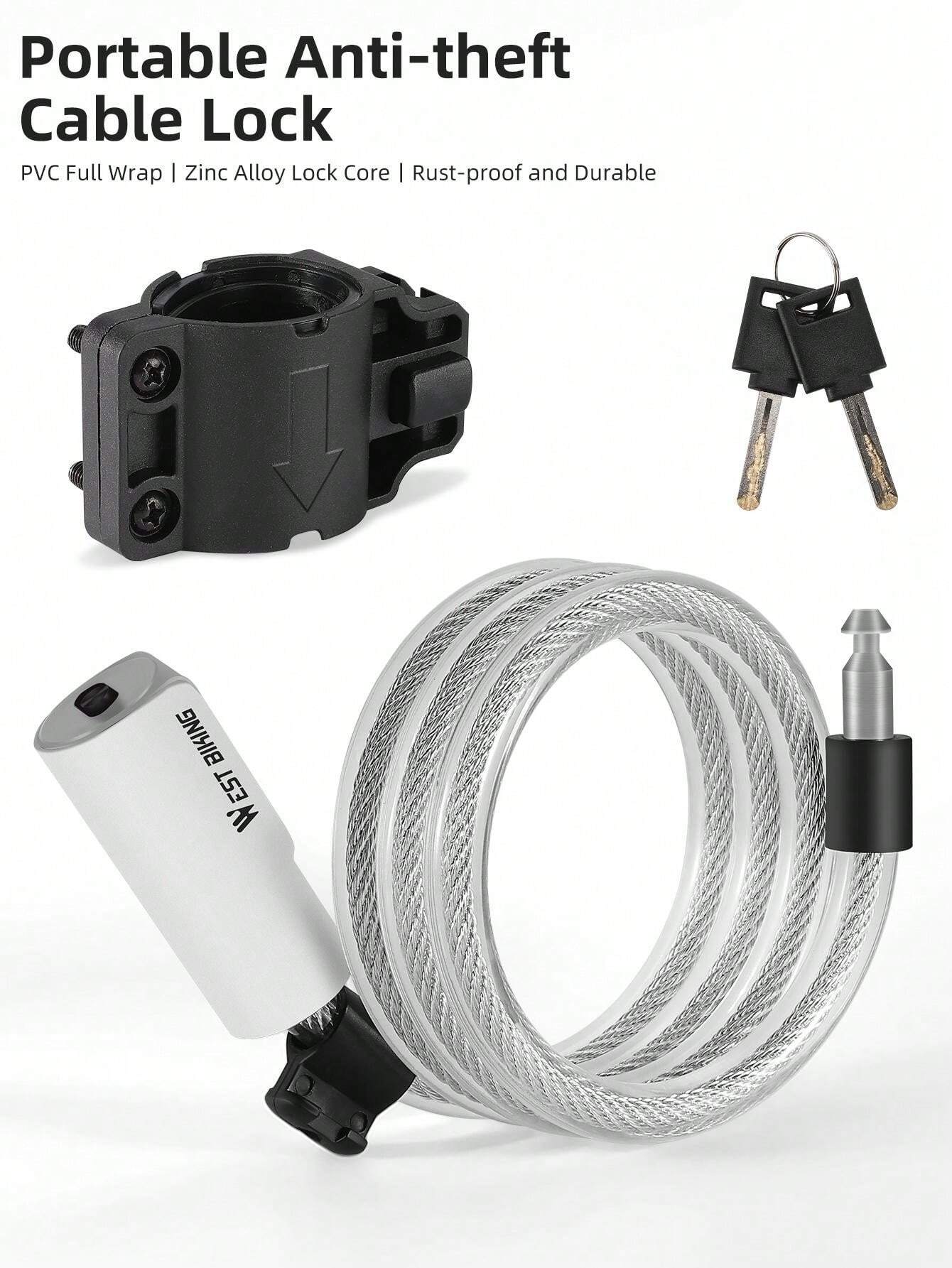 WEST BIKING One WEST BIKING Steel Cable Lock, Anti-Theft Bicycle Lock ...