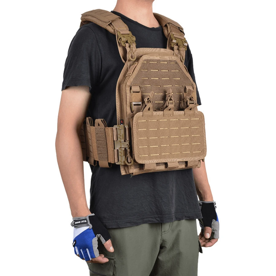 Outdoor MOLLE Tactical Laser Cut Vest Adjustable Quick Release Tactical ...