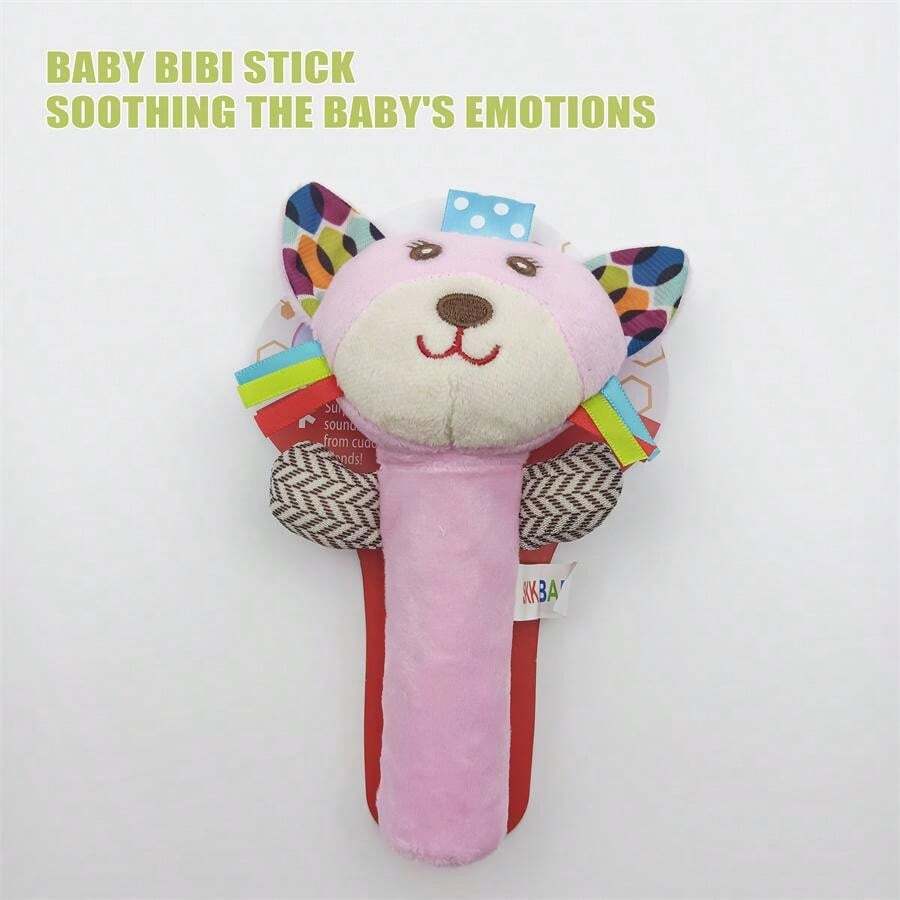 Baby Rattle Toy Bibi Stick Finger Grip Exercise Plush Animal Hand Shake ...