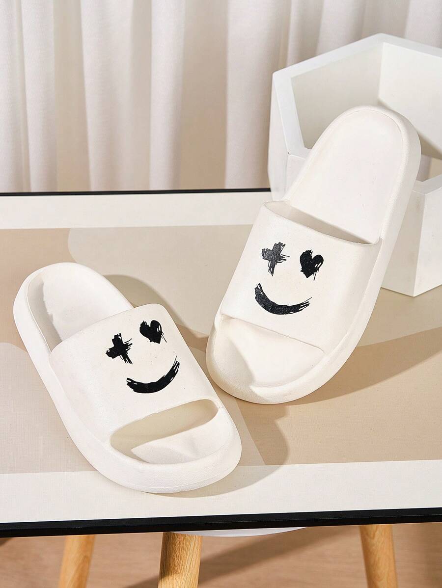 A Pair Of Cute Face Cool Slippers For Teenage Boys, Suitable For ...
