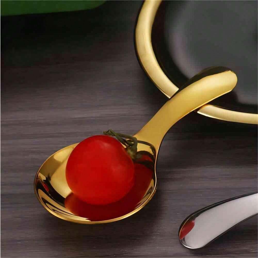 1pc Short Handle Coffee Dessert Spoon (Silver/Gold) 304 Stainless Steel ...