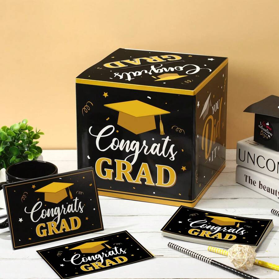 Graduation Card Box With 20 Pcs Advice Cards Congrats Grad Gift Card ...