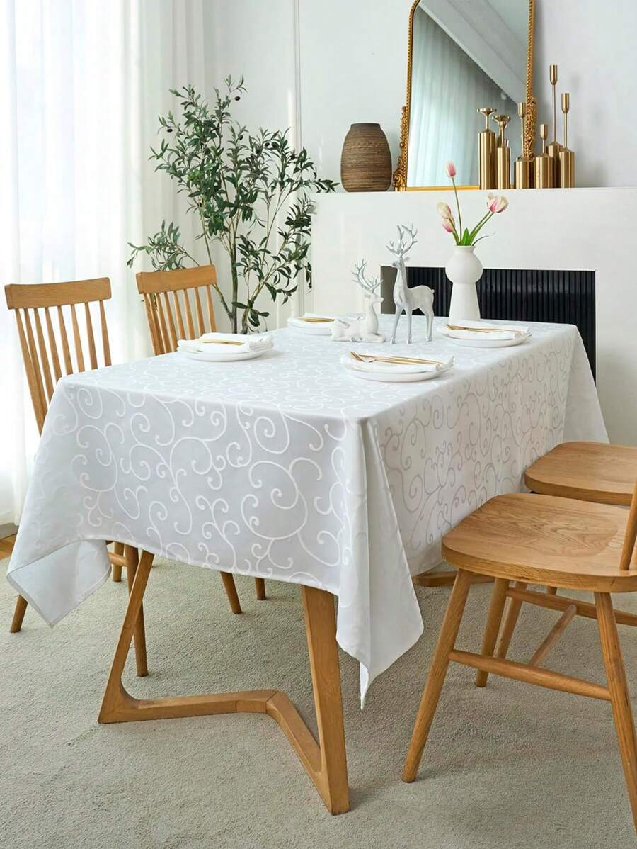 Luxury Satin Floral Jacquard Tablecloth, Square Shape, Multiple Sizes ...