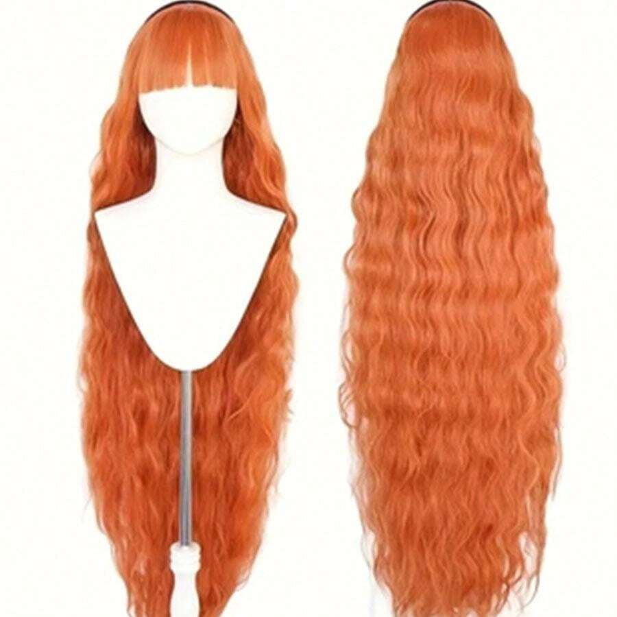 120cm オレンジカラー コーンロール人工AIウィッグ 高温シルクウィッグ コスプレ/ホリデーパーティー/イベント用 | SHEIN JAPAN