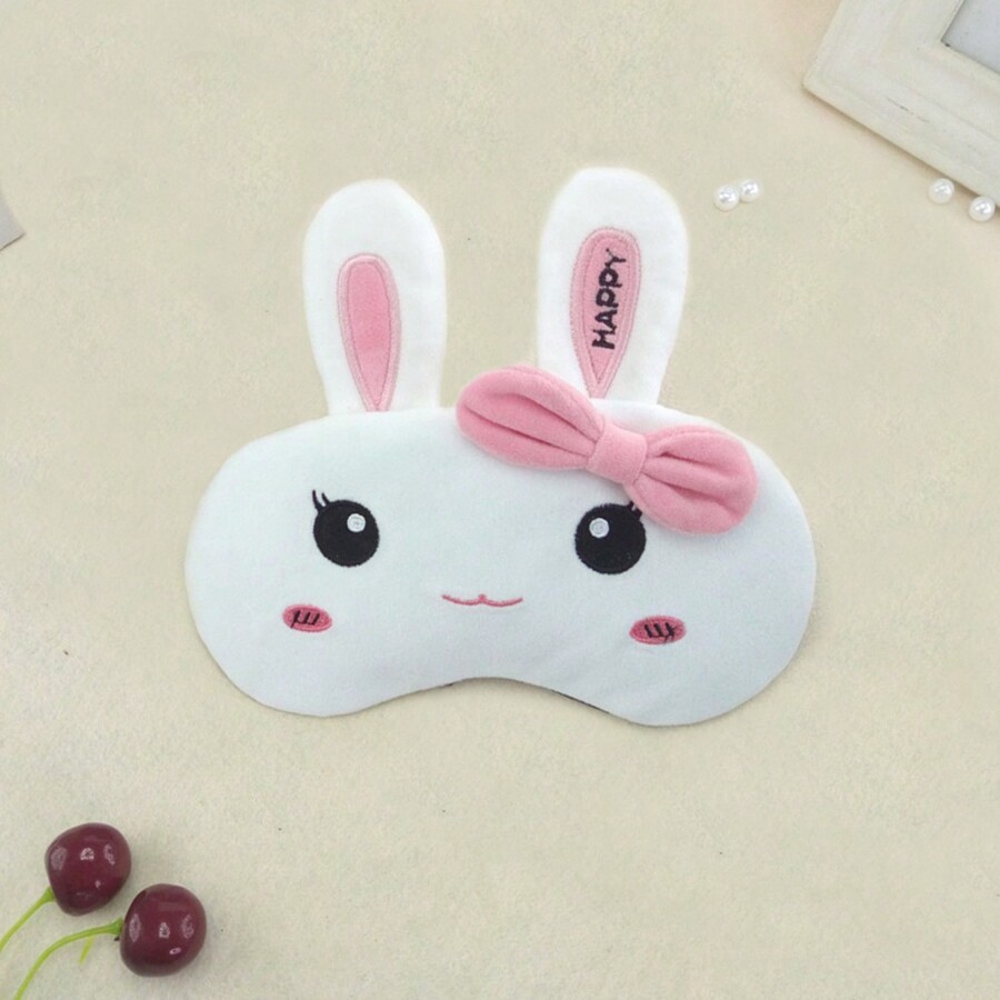 White Cartoon Rabbit Eye Mask For Sleeping, Napping And Blocking Light ...