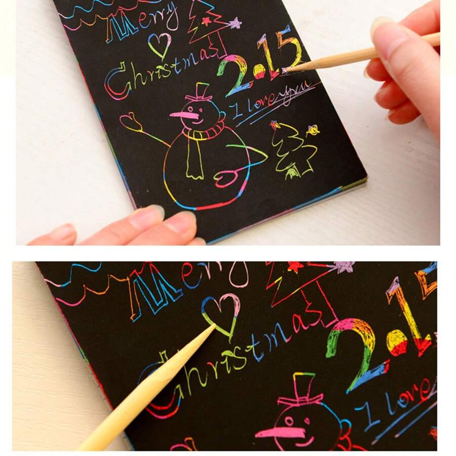 6 Sheets/Set Colorful Scratch Art Paper A4 Booklet, DIY Handmade ...