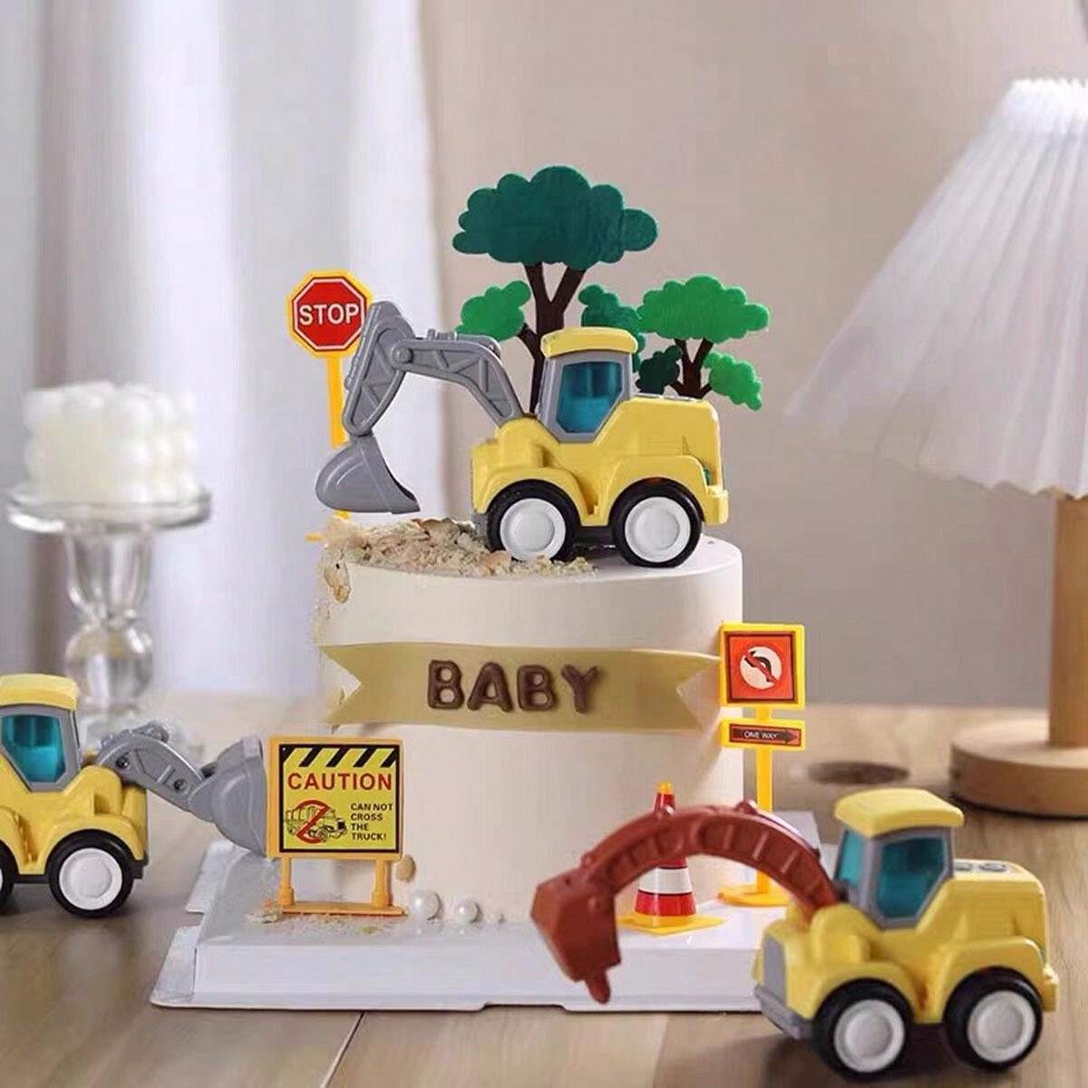 Construction Vehicle Cake Topper, Featuring Excavator, Bulldozer ...