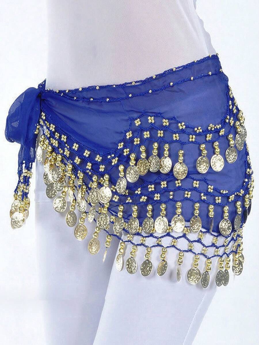 Belly Dance Hip Scarf With 98 Coins, Dance Three Layers Gold Coin Belt ...
