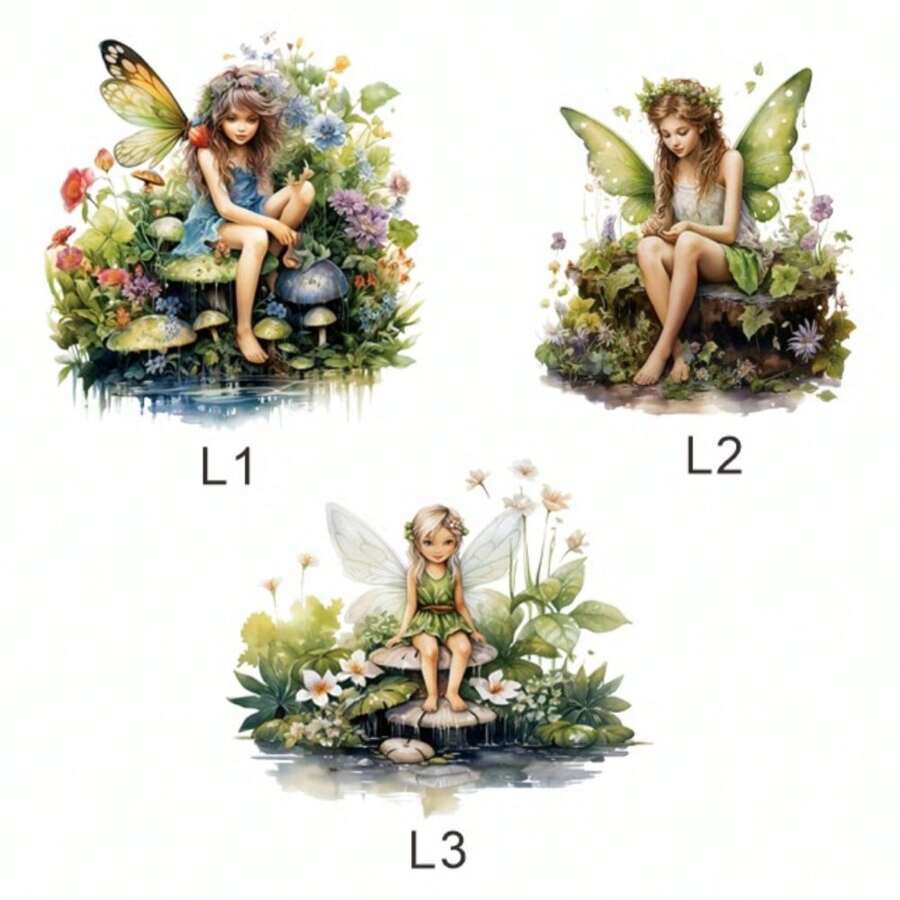 Floral Little Fairies Designs Large DIY Iron On DTF Transfers Stickers ...