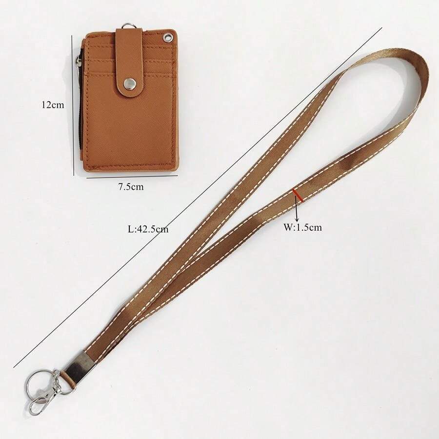 1Piece Neck Hanging Zipper Card Storage Box PU Leather Portable ...