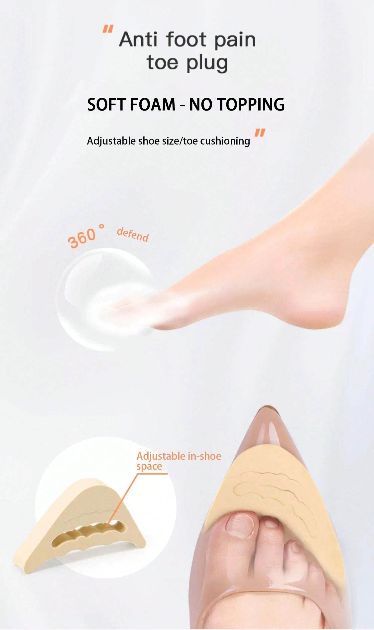 Shoe Toe Box Decreaser, Half Size Shoe Inserts For High Heels, Toe Pain ...