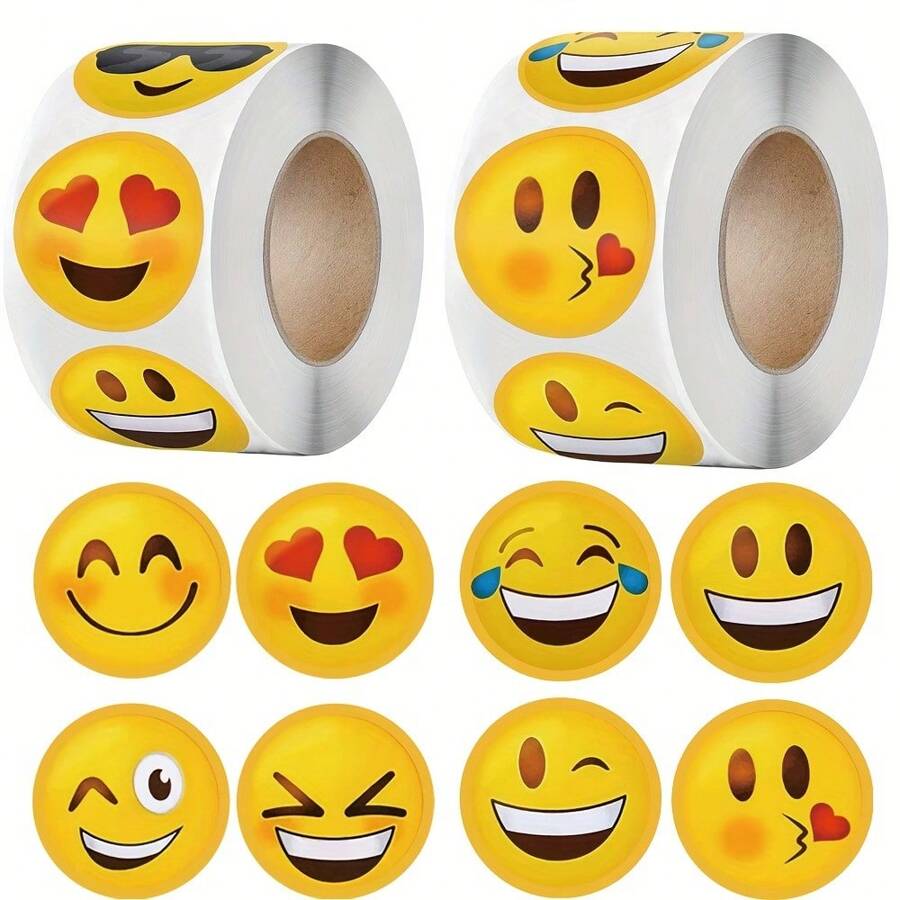 500Pcs/Roll Kawaii Smile Various Emoticons Stickers 2.5cm/1.0inch Cute ...