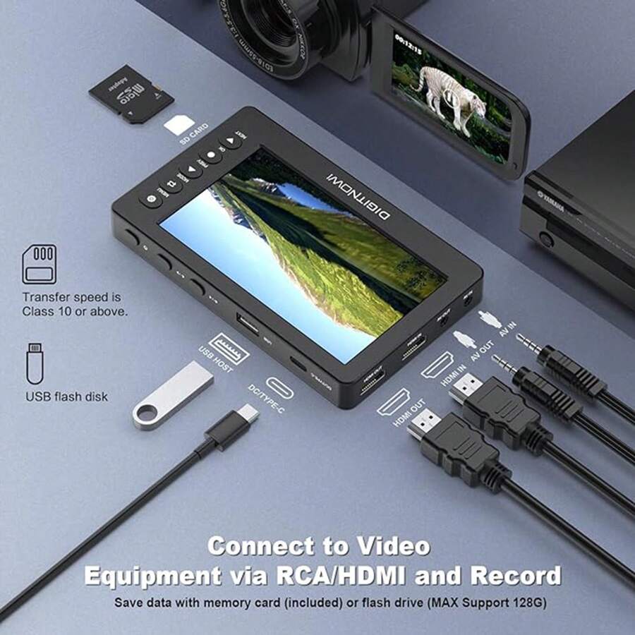 DIGITNOW! VHS To Digital Converter With 5" OLED Screen, AV & HDMI Video ...