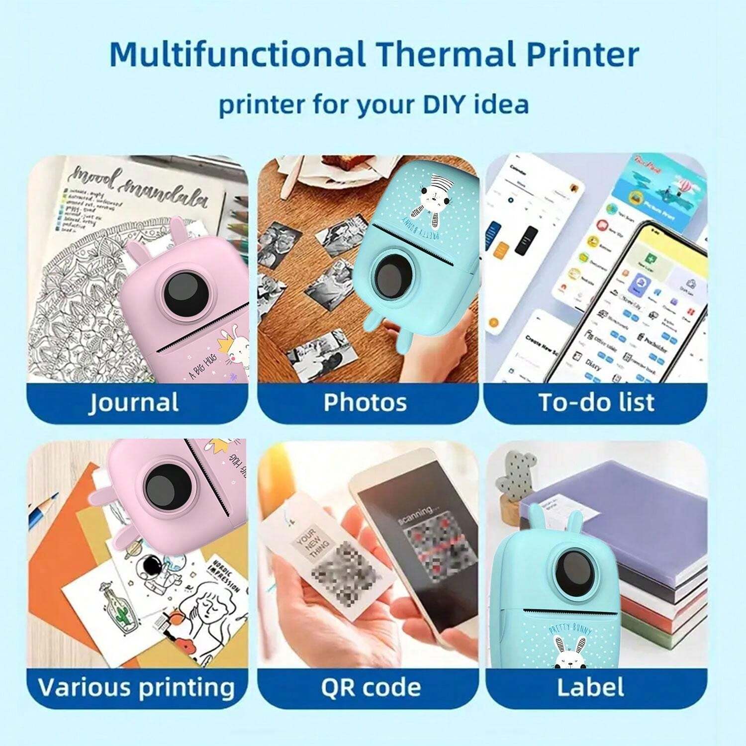 X2 Pink Rabbit Multifunctional Mini Portable Thermal Bluetooth Pocket ...