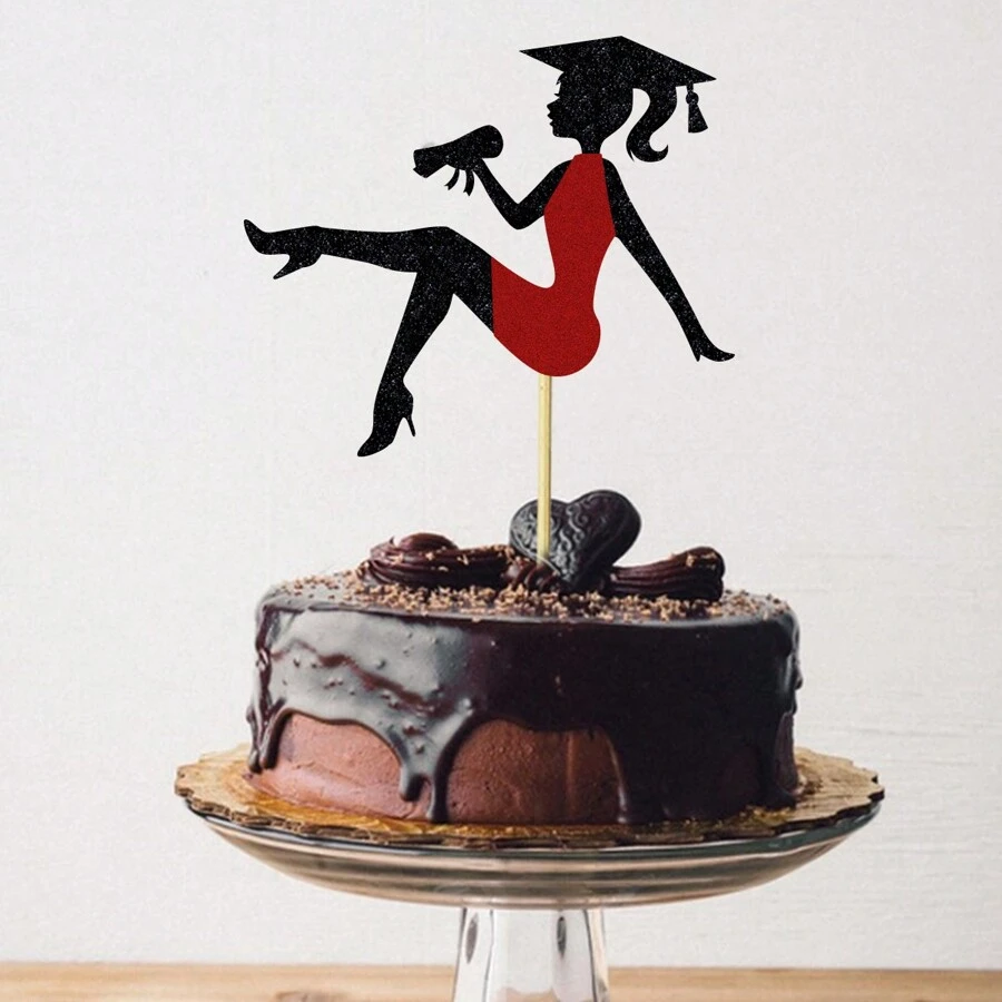 1 Pc High Heel Graduation Cake Topper With Glitter Grad Cap Diploma ...