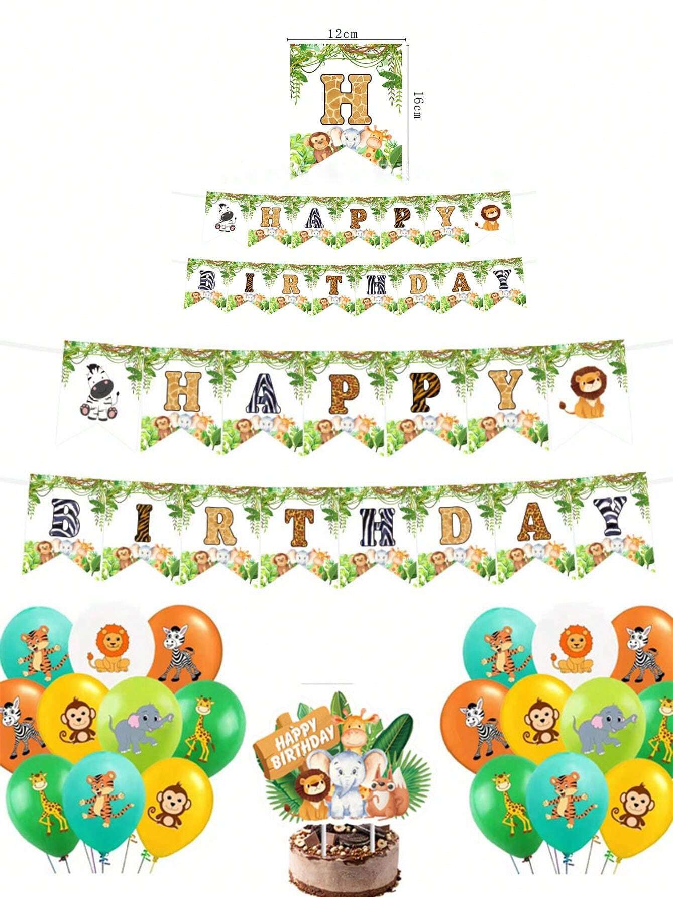 Jungle Animals Party Bunting Banner For Activities And Decorations ...