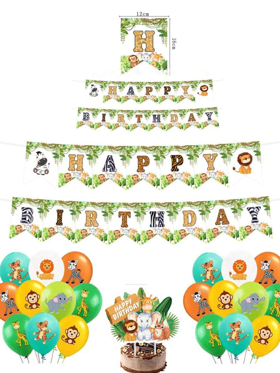 Jungle Animals Party Bunting Banner For Activities And Decorations ...