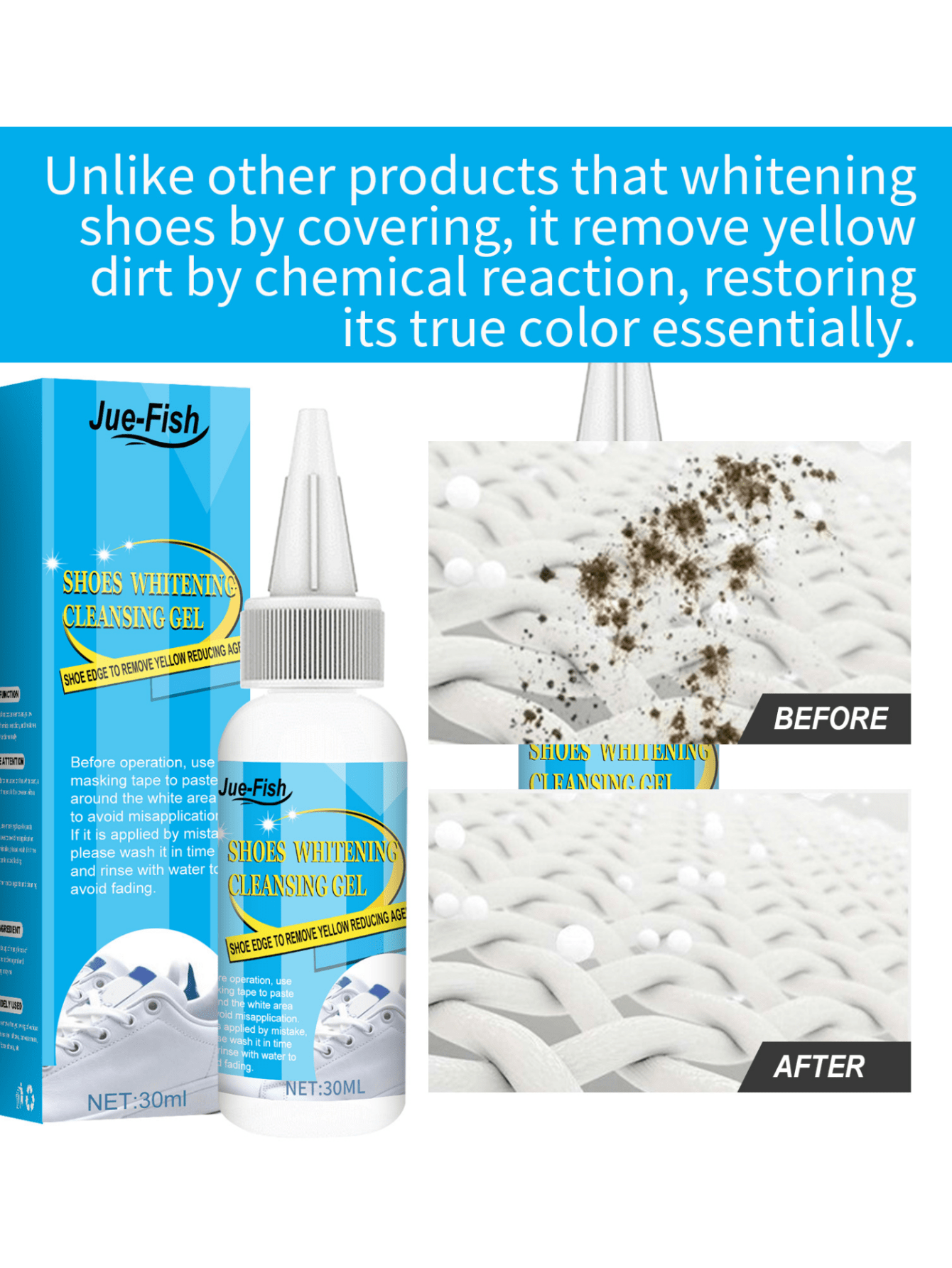 Jue-Fish Sneaker Cleaner Whitening Oxidation Gel For Cleaning And ...
