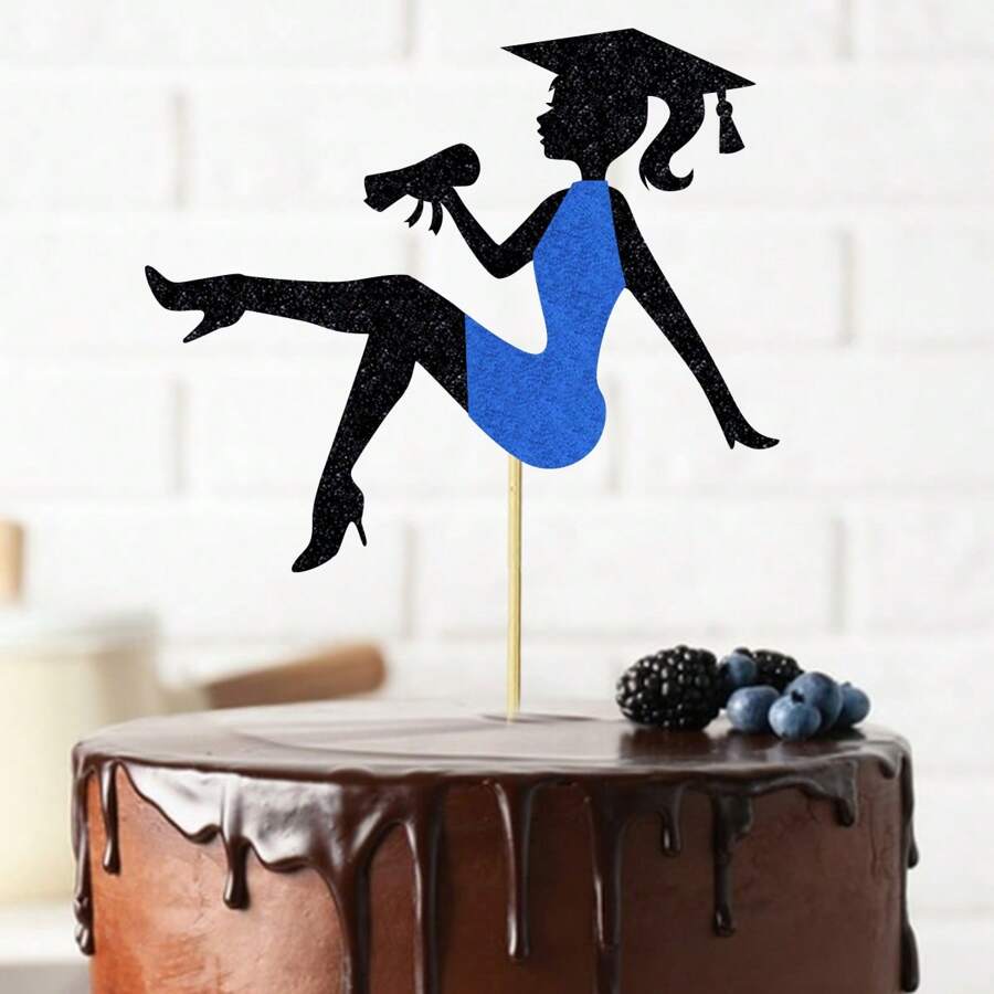1 PCS High Heel Girl Graduation Cake Topper With Glitter Grad Cap ...