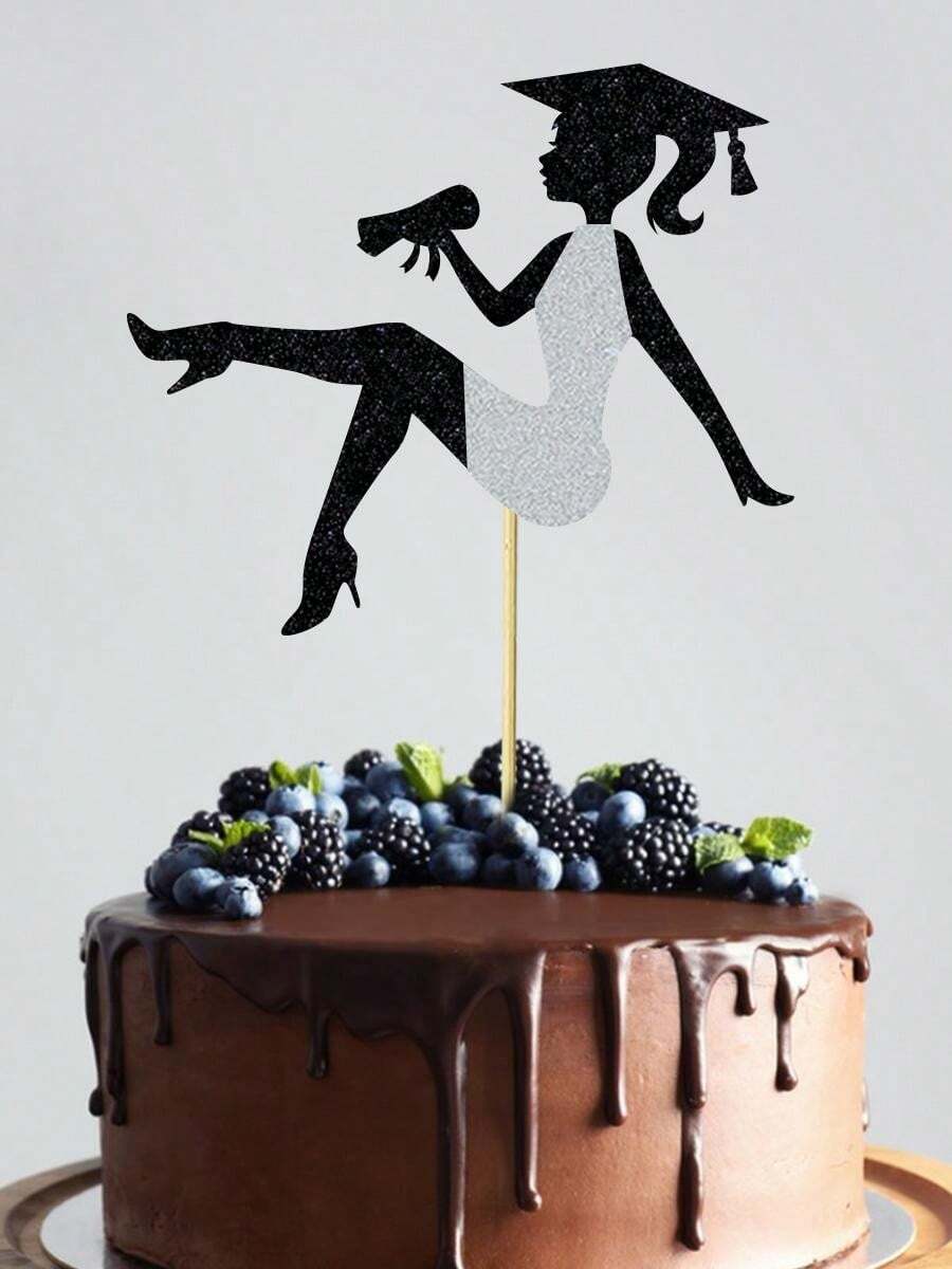 1 PCS High Heel Girl Graduation Cake Topper With Glitter Grad Cap ...