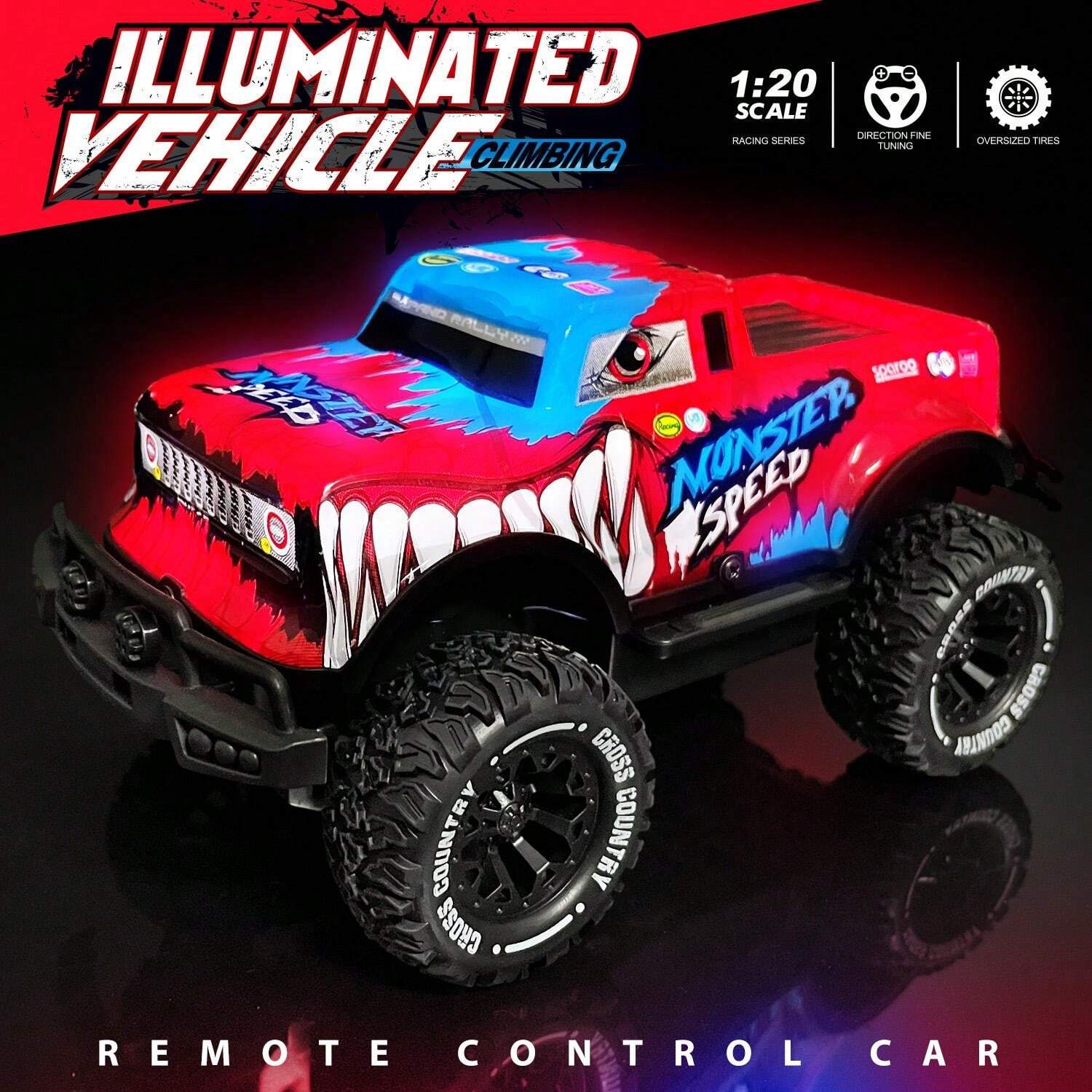 2024 New Remote Control 4-Wheel Drive With Lights 1:20 Electric Toy Car ...