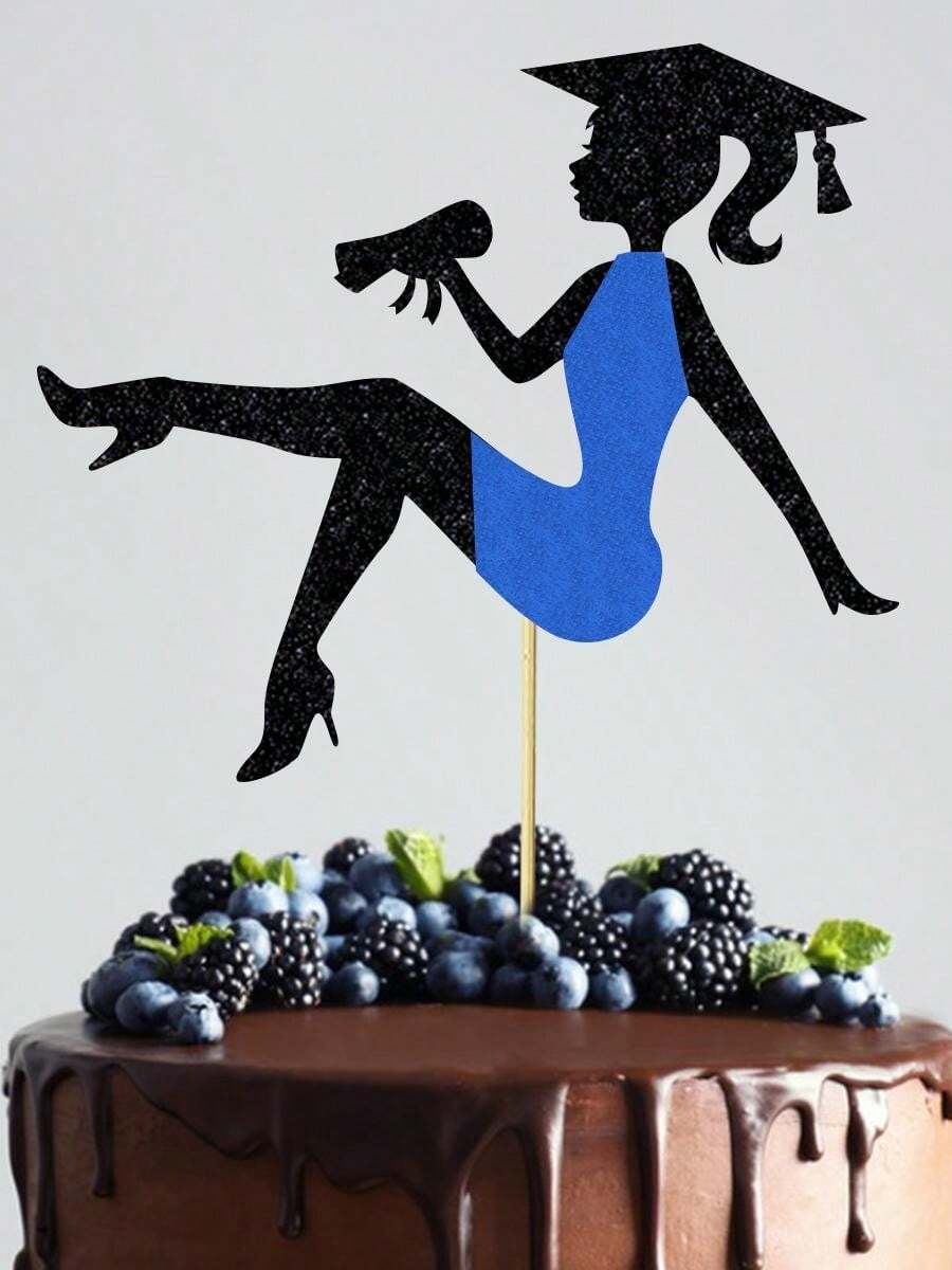 1 ST High Heel Girl Graduation Cake Topper Med Glitter Grad Cap Diploma ...