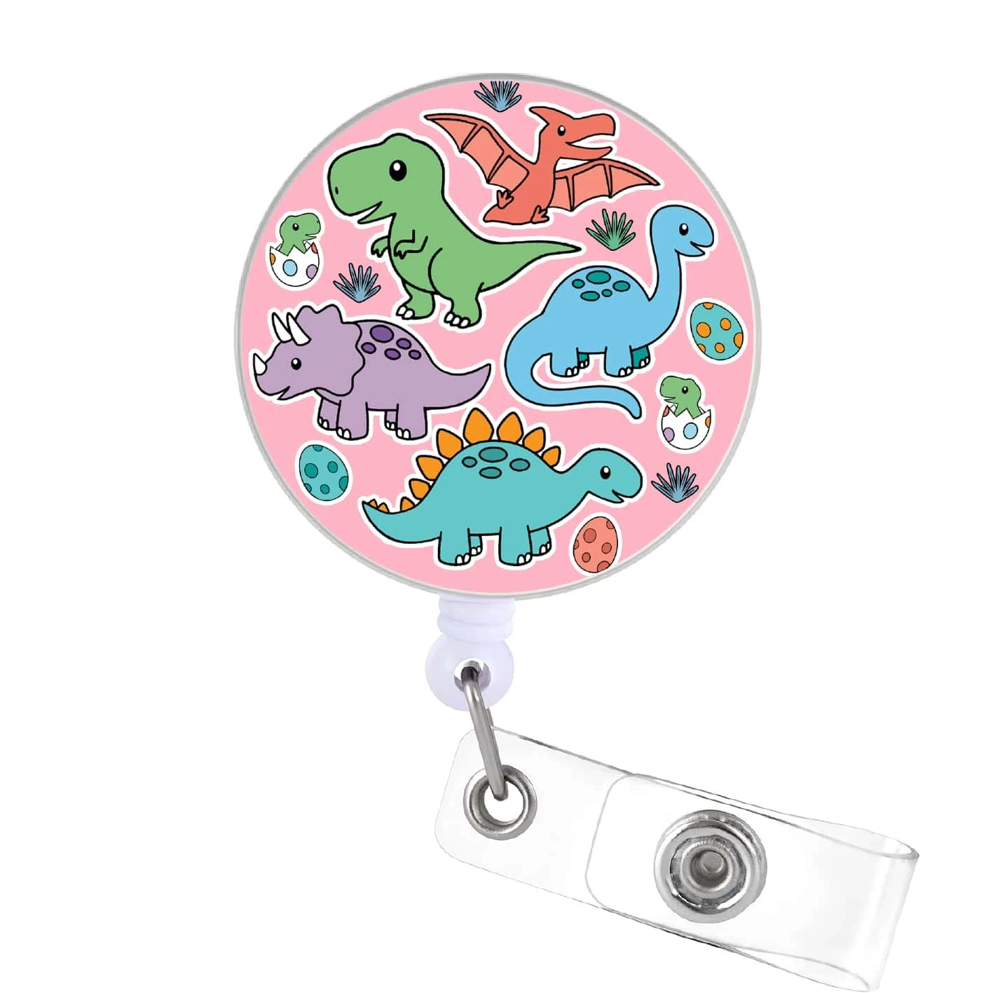 One Dinosaur Badge Reel Clip With ID Card Holder And Extendable ...