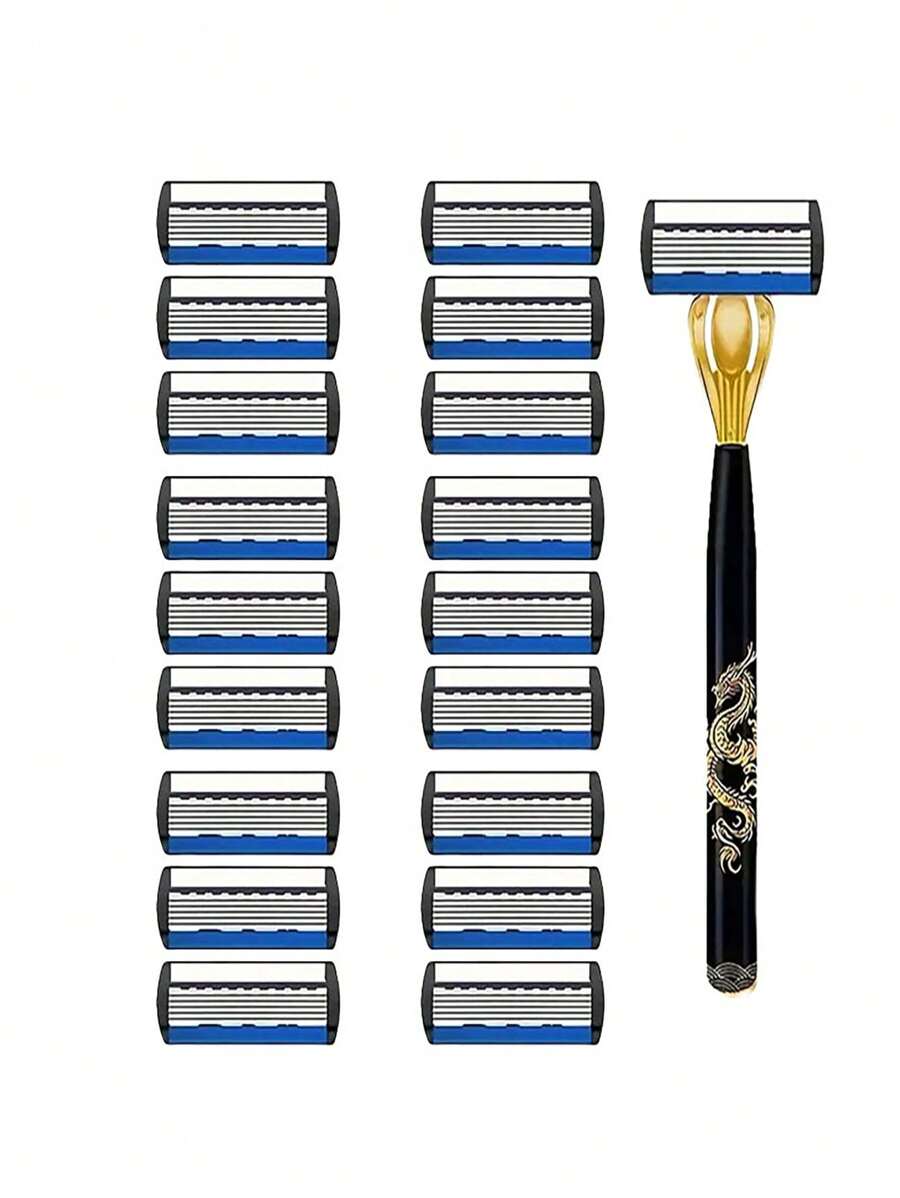 6-Layer Blade Manual Shaving Razor Set With Precision Trimmer And Metal ...