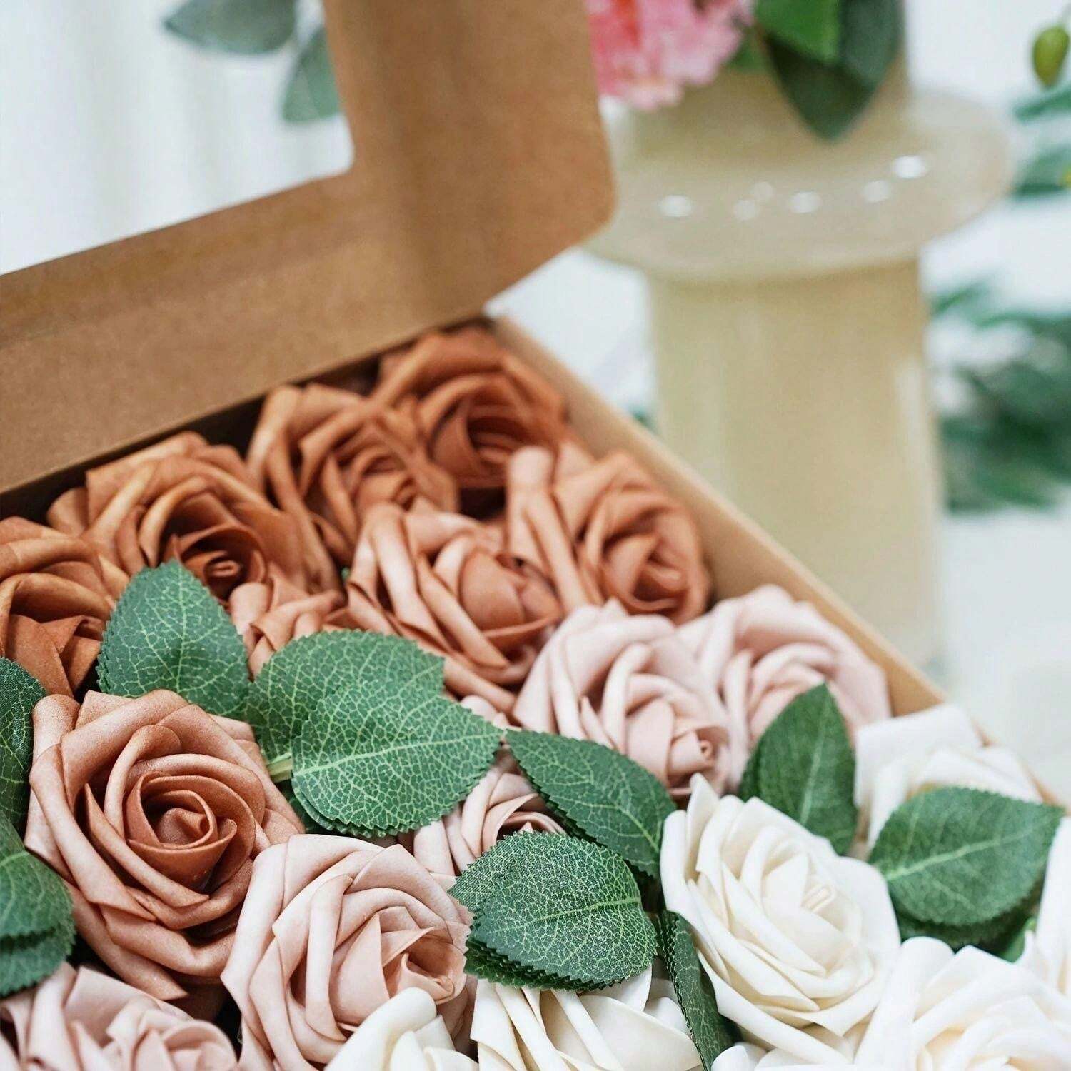 Artificial Flower Arrangement Box, Realistic Mixed Silk And Chiffon ...