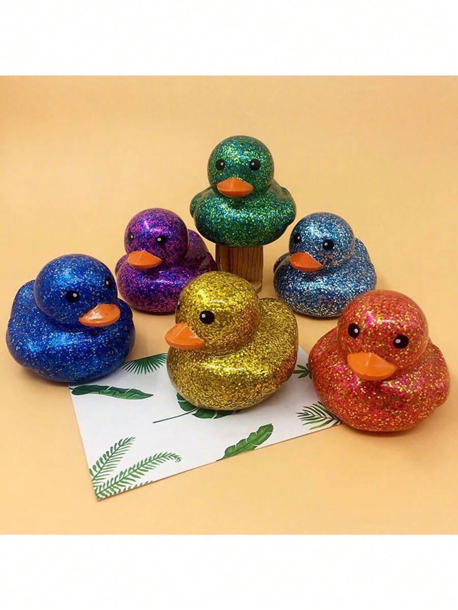 Rubber Duck Floating Toy Flashing Duck Quacking Tassel Golden Sand ...