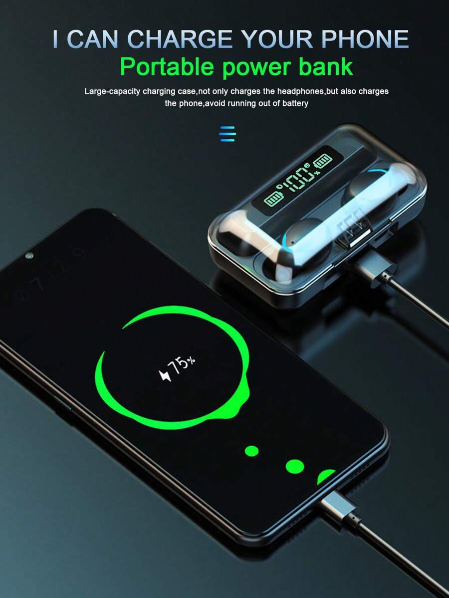 TWS Wireless Sports Earphones 9D Stereo Waterproof In-Ear Touch ...