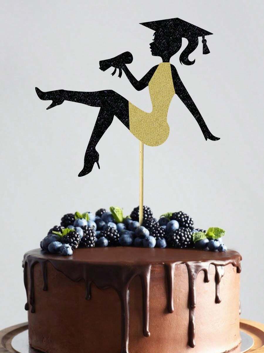 1 Pc High Heel Graduation Cake Topper With Glitter Grad Cap Diploma ...