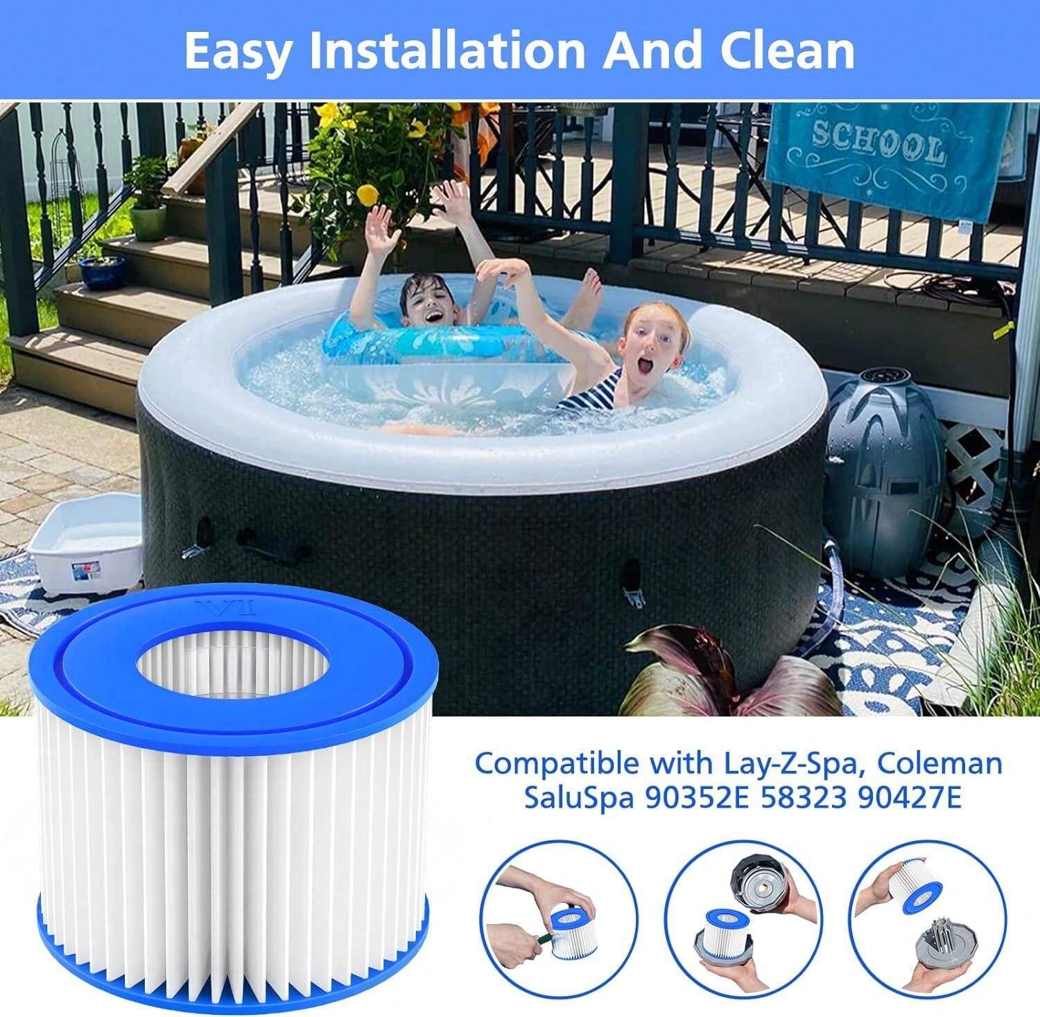 4 Pcs Hot Tub Filters, Type VI Spa Filters, Inflatable Hot Tub Filters ...