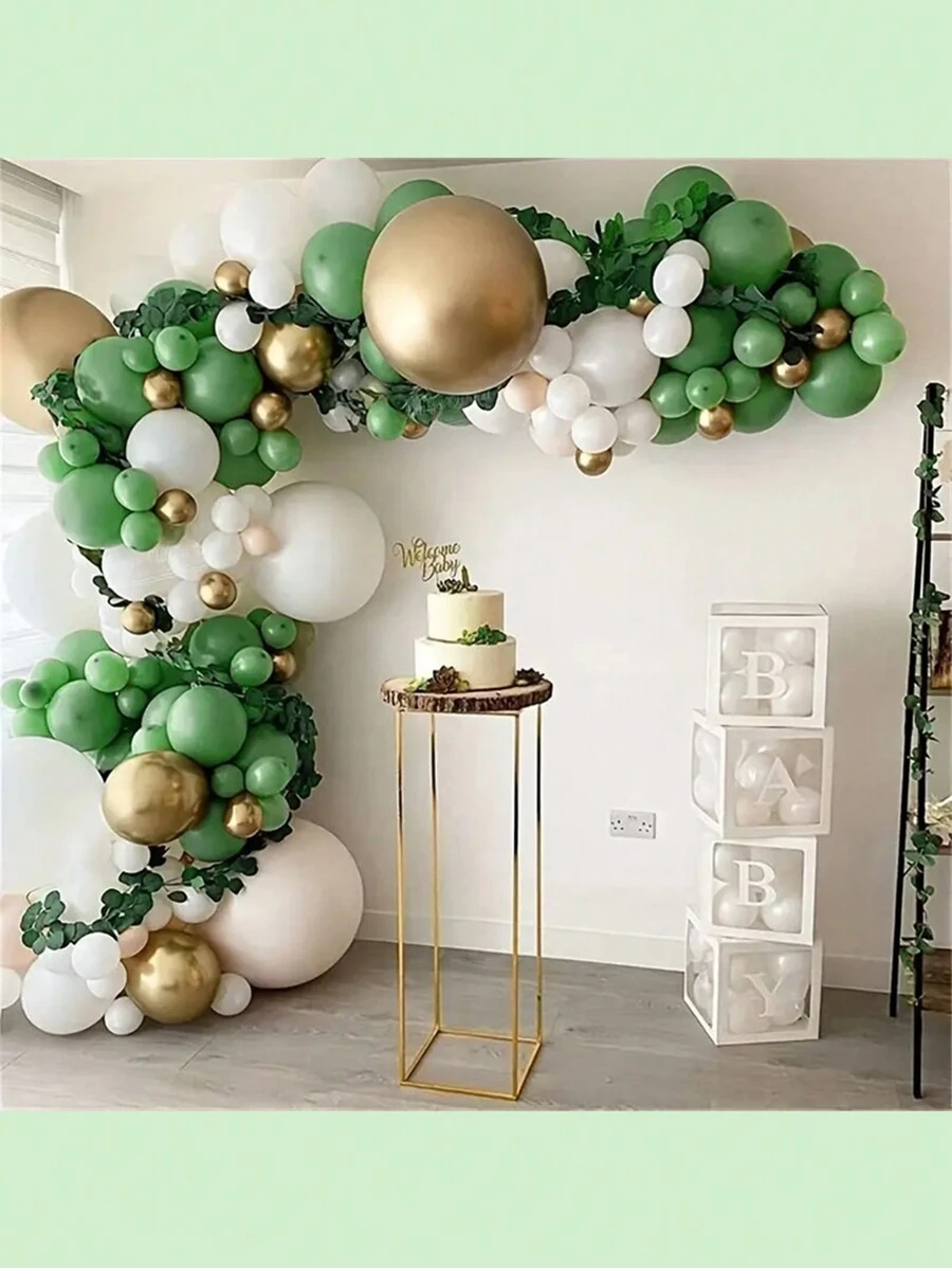 152pcs Green, White, Metallic Gold, Skin Tone Balloon Flower Arch ...